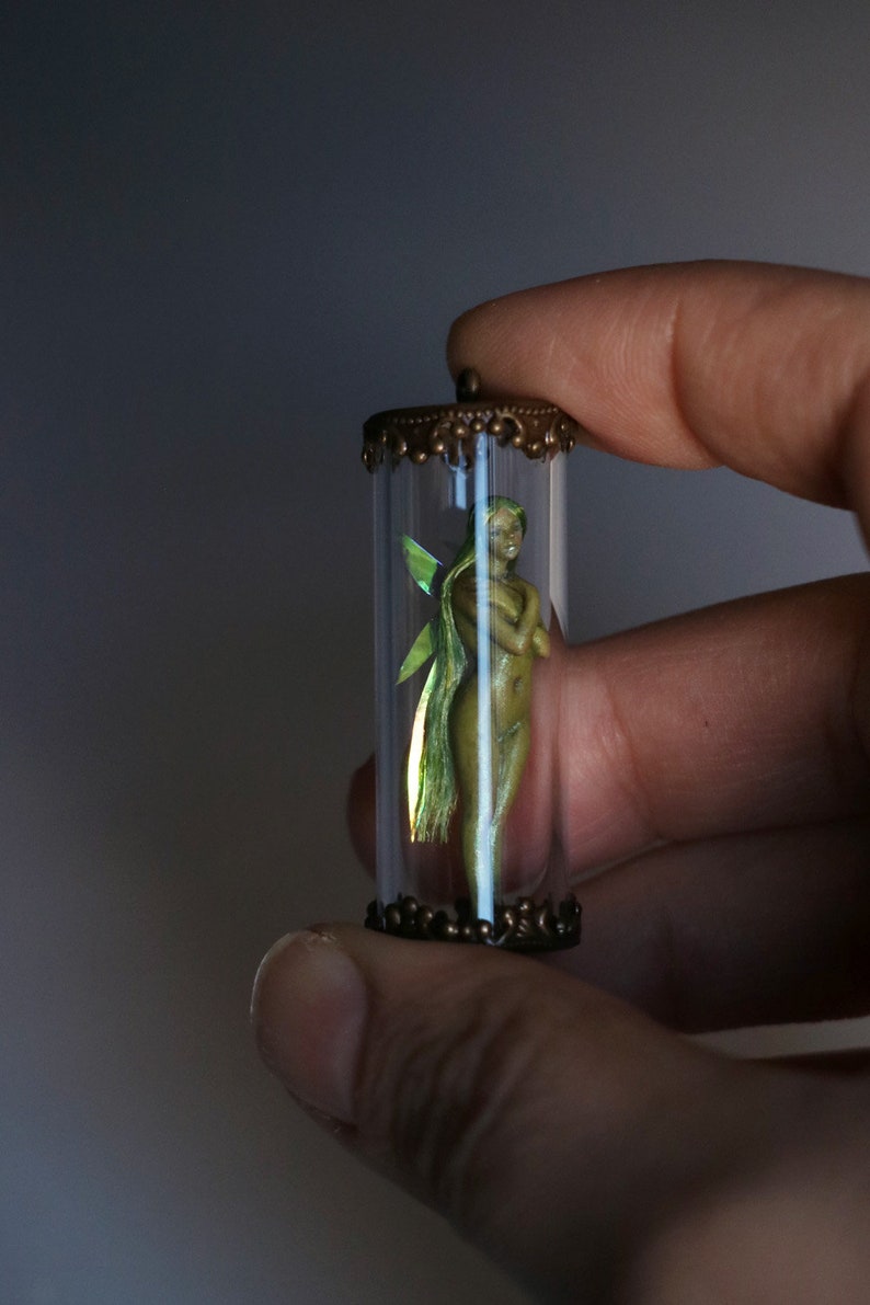Miniature Absinthe Fairy in a Bottle bronze 40mm Glass Dome - Etsy