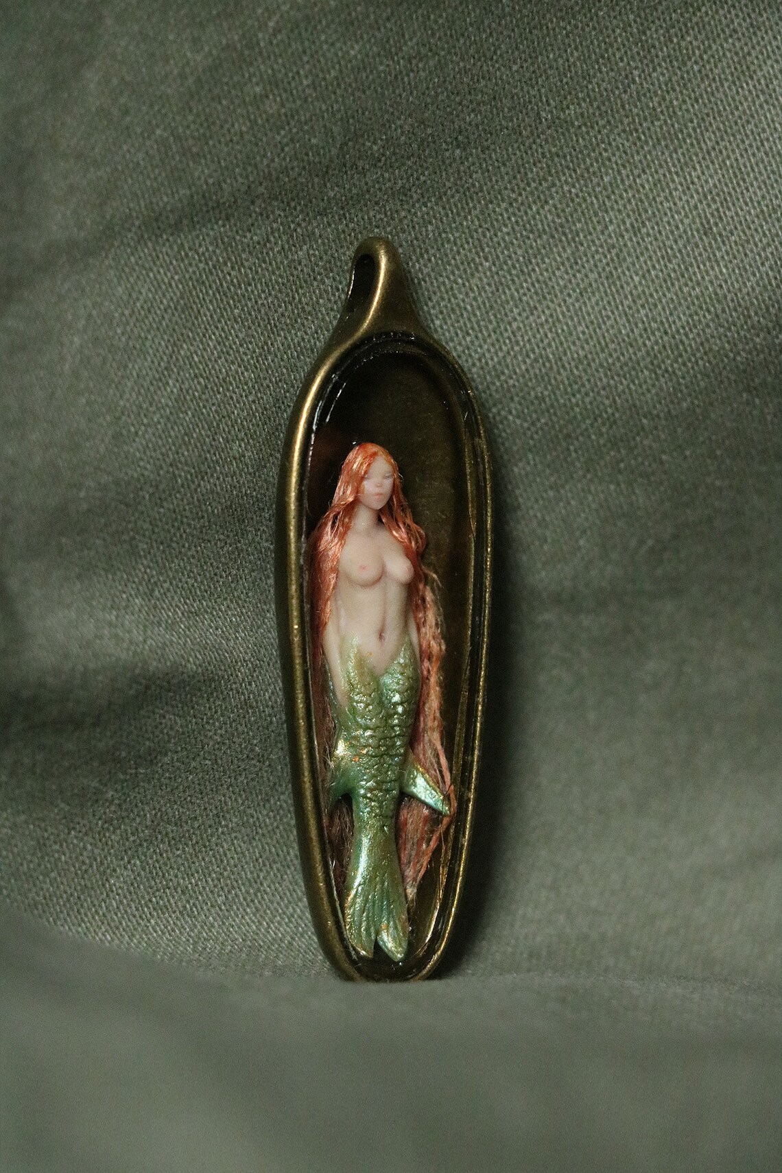 Miniature Mermaid Redhead Time Capsule in Bottle bronze 60mm - Etsy