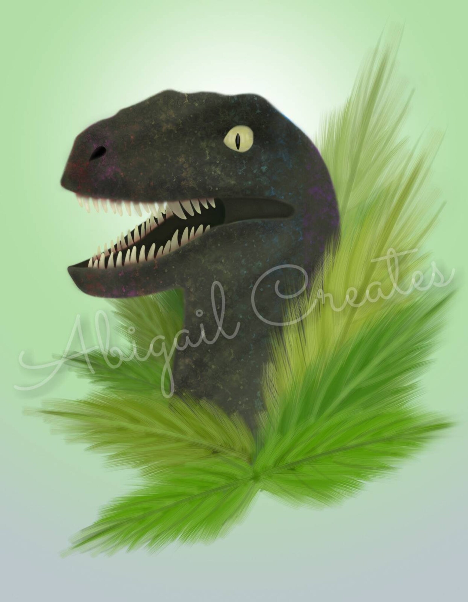 Velociraptor Art Print, Raptor Art, Dinosaur Illustration, Home Decor ...