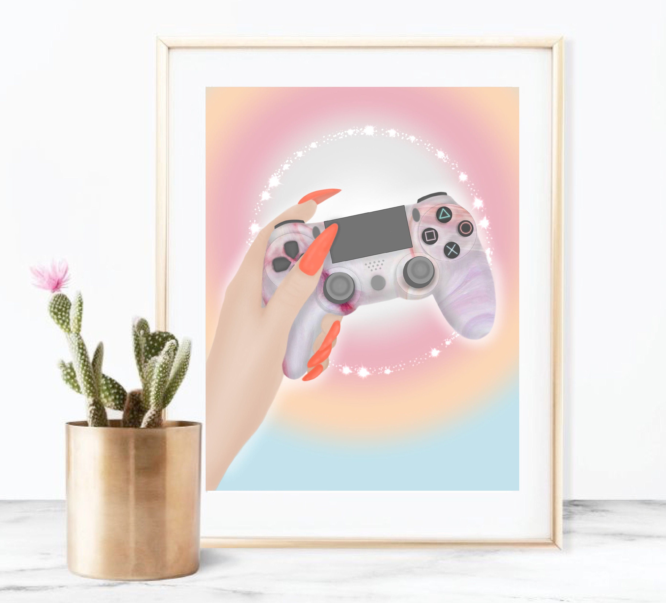 Girly Gaming Room Decor, Video Game Art Work, Gamer Girl Art, Wall Art ...