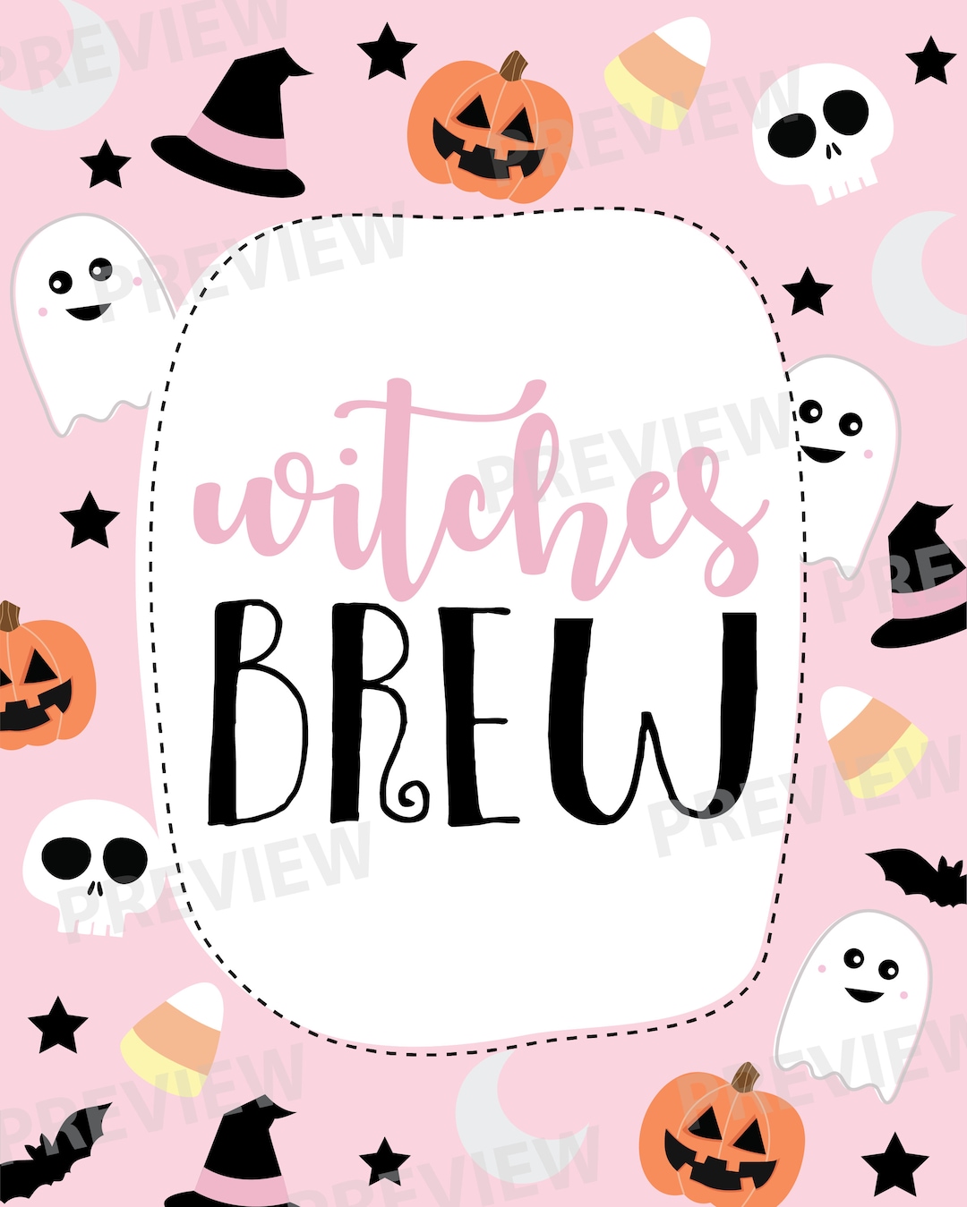 Halloween Printable, Hot Chocolate Sign, Witches Brew Printable ...