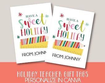 Christmas Teacher Gift Tag, Printable Holiday Gift Tag, Holiday Teacher ...