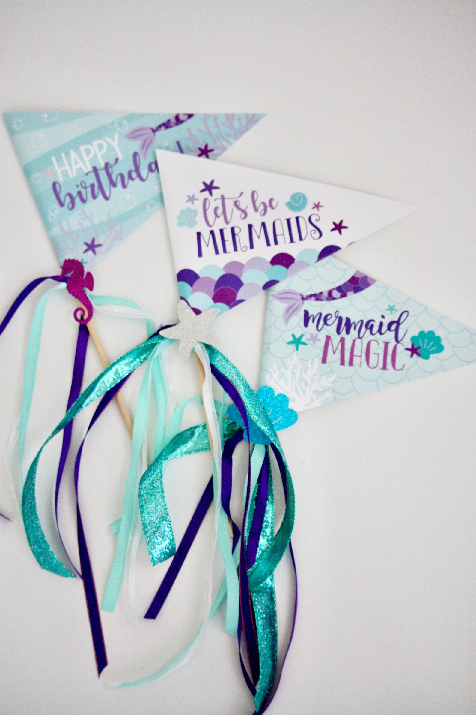 Mermaid Pennant Bundles, Printable Mermaid Pennant, Mermaid Birthday ...