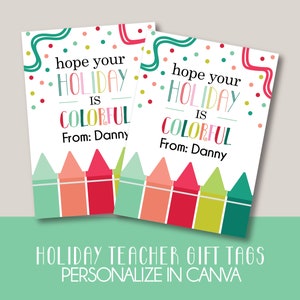 Christmas Teacher Gift Tag, Printable Holiday Gift Tag, Holiday Teacher ...