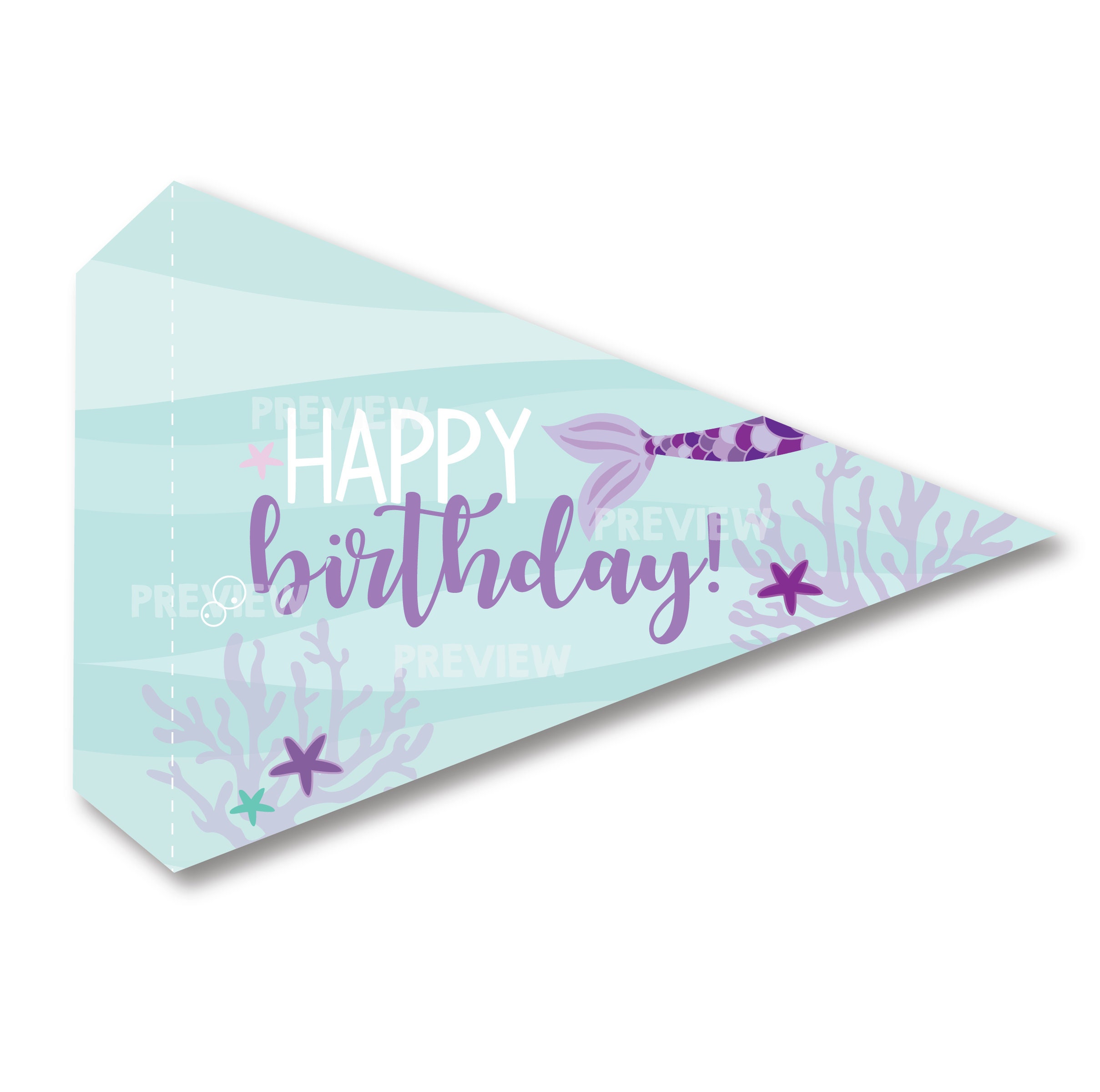 Mermaid Birthday Pennant, Printable Mermaid Pennant, Mermaid Birthday ...