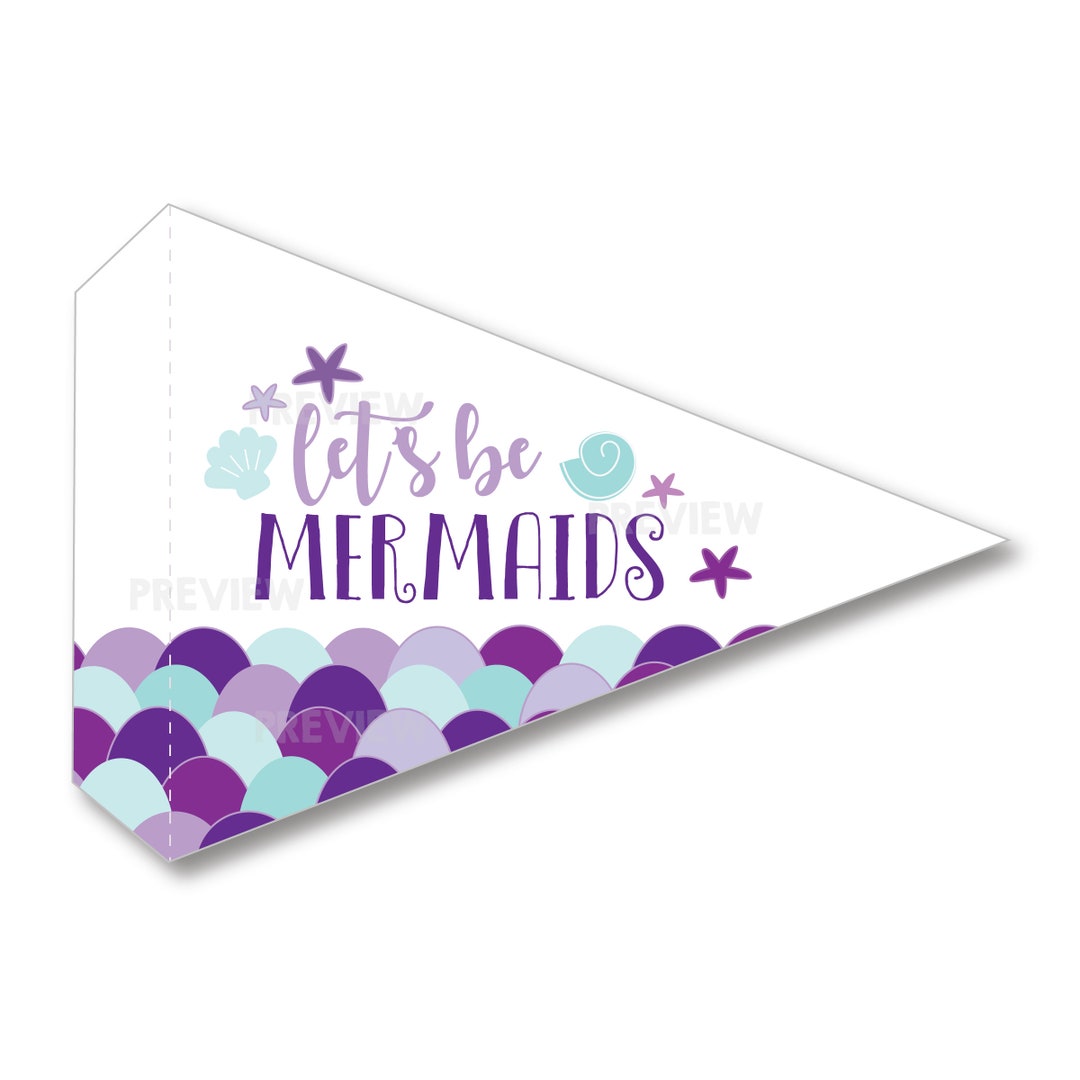 Let's Be Mermaids, Printable Mermaid Pennant Flag, Mermaid Birthday ...