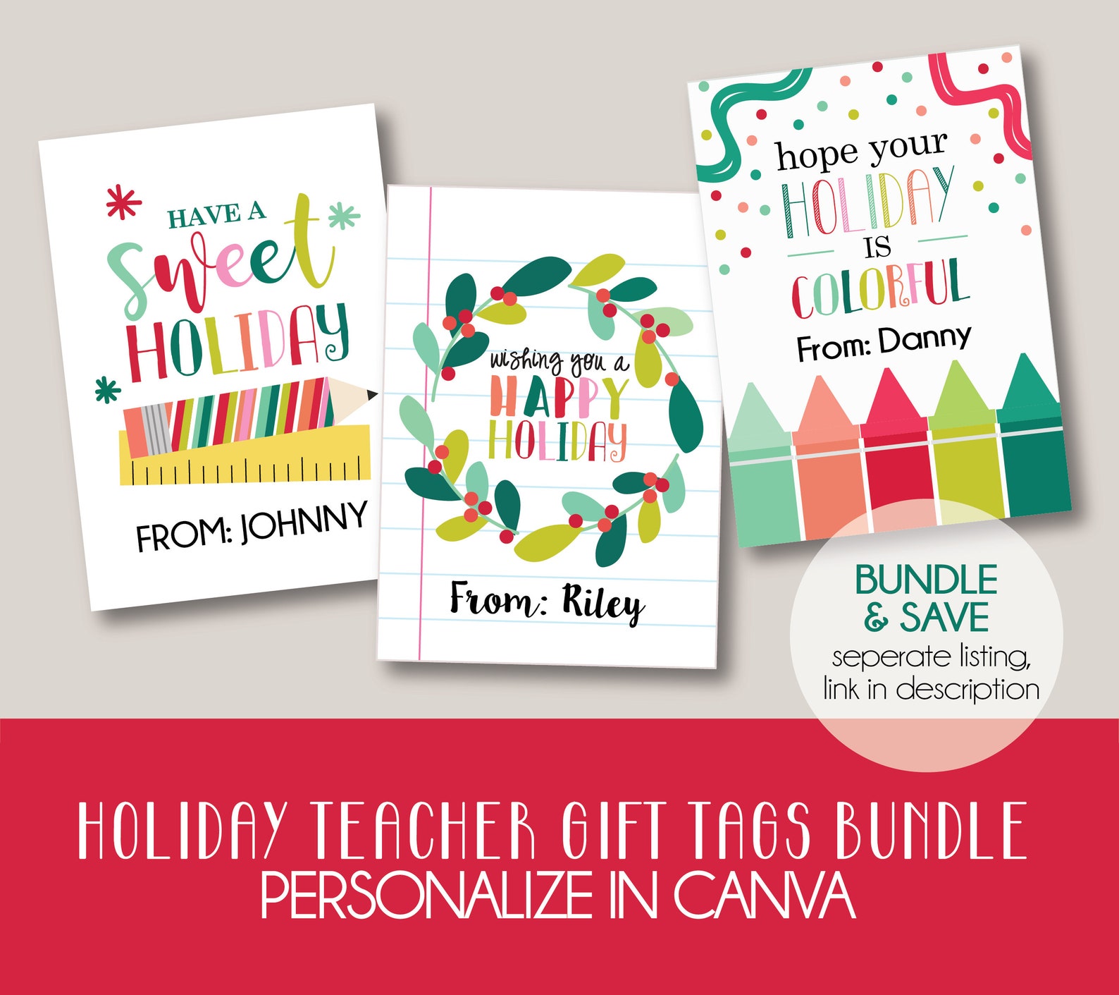 Printable Teacher Gift Tag, Holiday Gift Tag for Teachers, Christmas ...