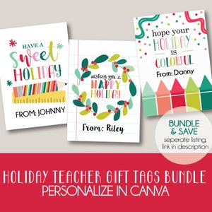 Printable Teacher Gift Tag, Holiday Gift Tag for Teachers, Christmas ...