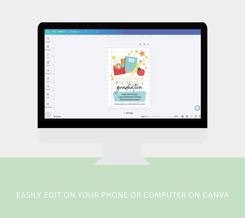 Pre-school Invitation, Pre-school Graduation Invitation, Pre-school ...