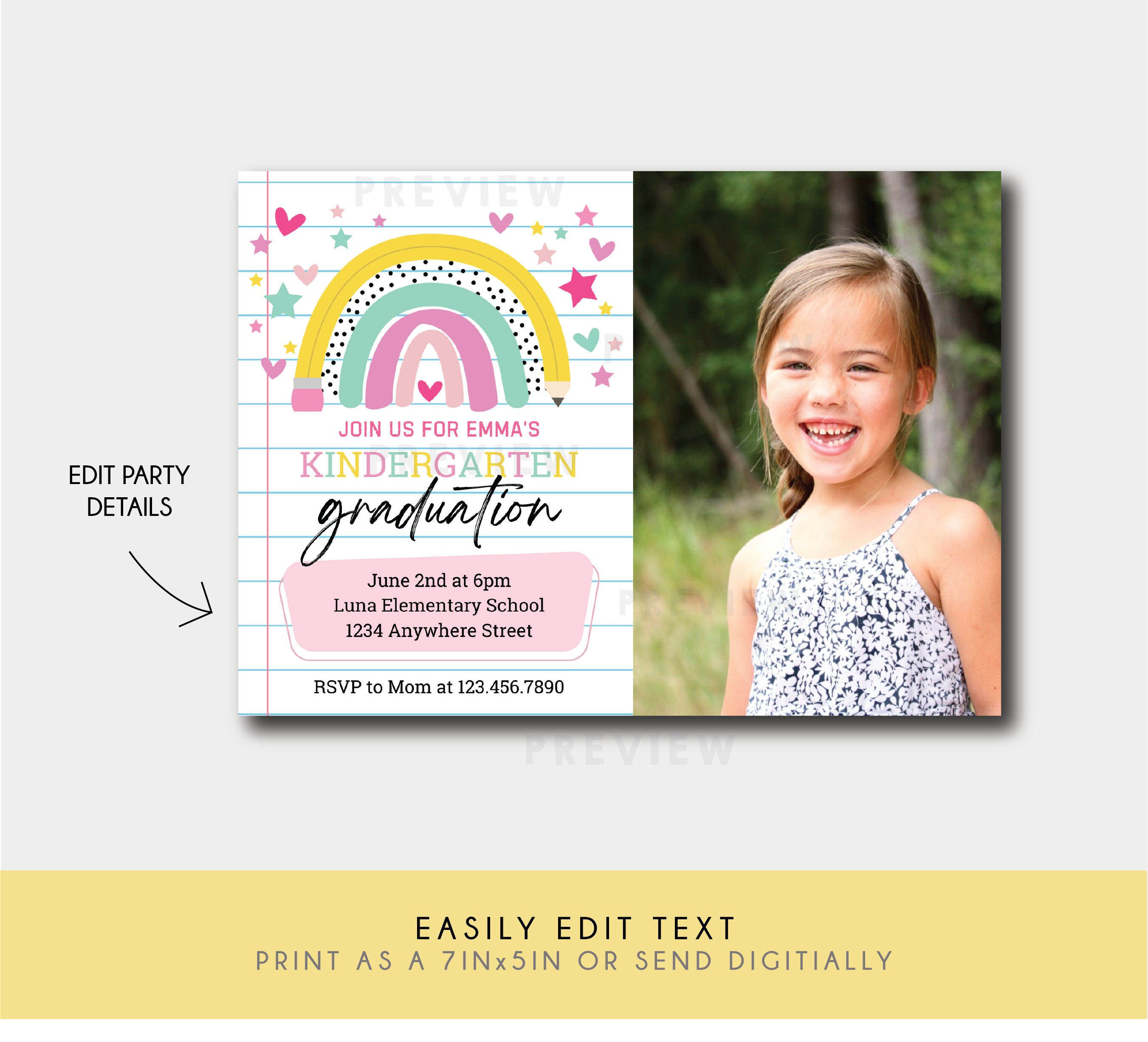 Kindergarten Graduation, Editable Kindergarten Graduation Invitation - Etsy