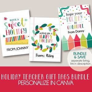 Christmas Teacher Gift Tag, Printable Holiday Gift Tag, Holiday Teacher ...