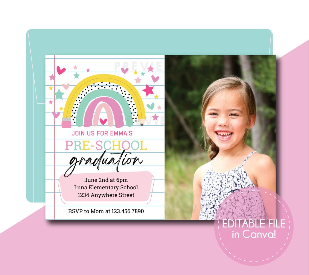 Pre-school Graduation Invitation, Pre-k Graduation Invitation, School ...