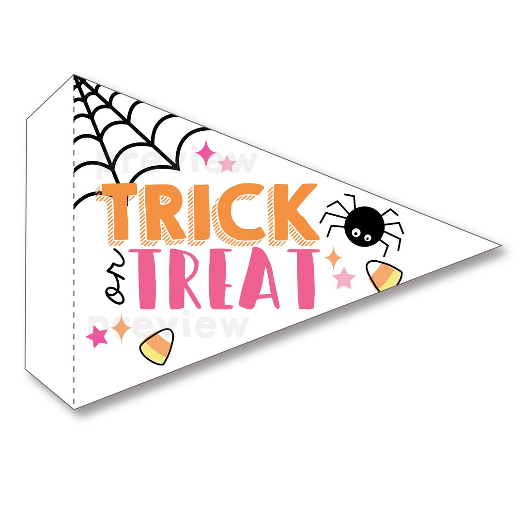Trick or Treat Pennant Flag Printable, Halloween Printable, Trick or ...