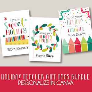 Holiday Teacher Gift Tags Bundle, Christmas Teacher Gift Tags ...