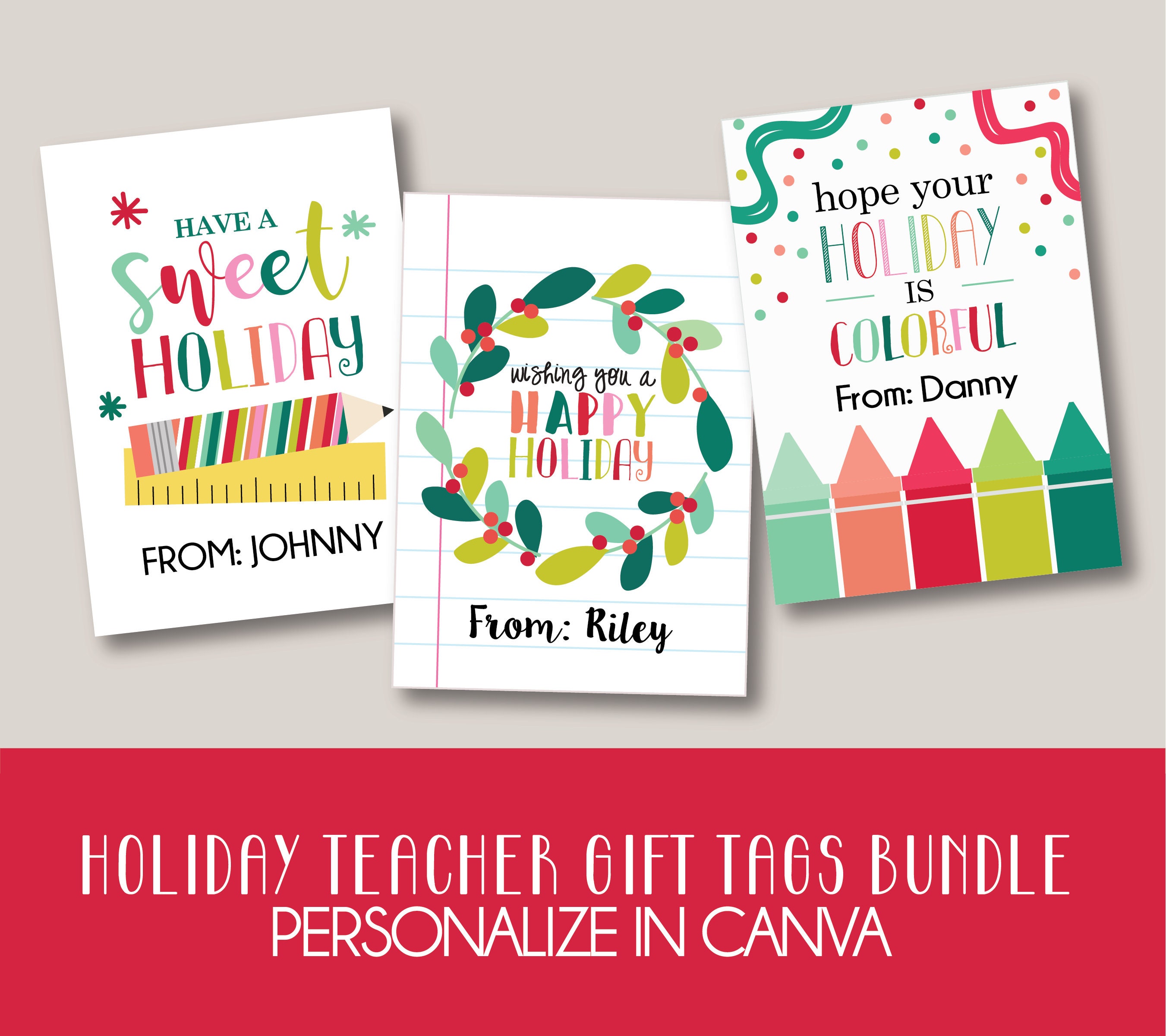 Holiday Teacher Gift Tags Bundle Christmas Teacher Gift Tags - Etsy