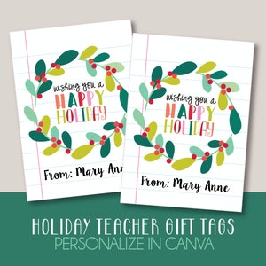 Printable Teacher Gift Tag, Holiday Gift Tag for Teachers, Christmas ...