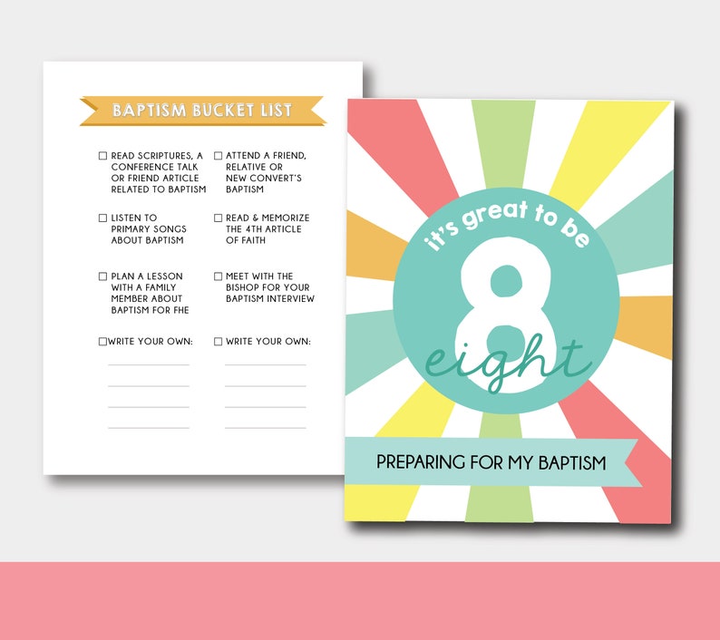 Baptism Packet , Great to Be 8 , Baptism Activity Workbook - Etsy
