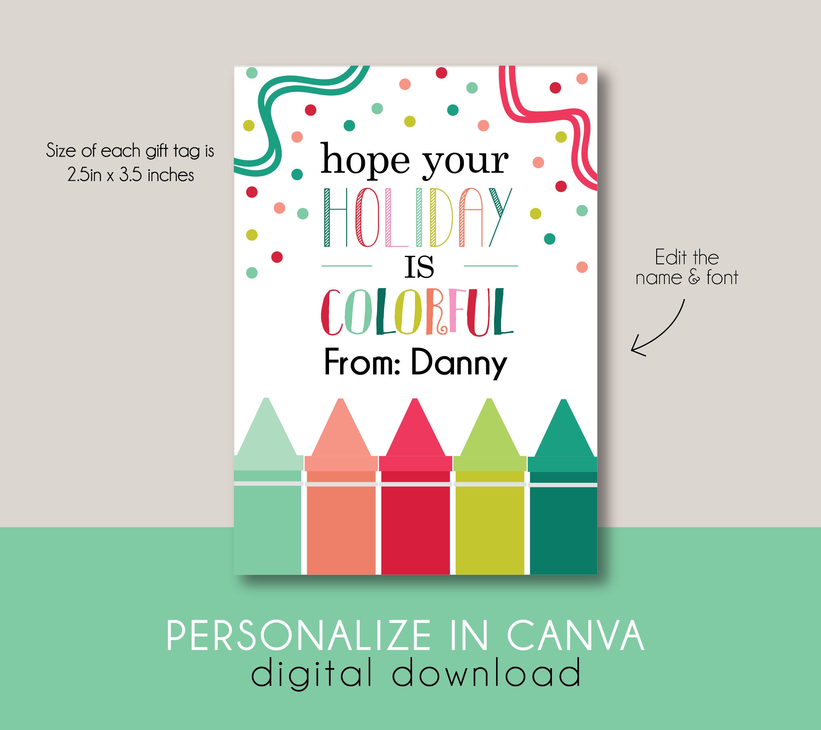 Christmas Teacher Gift Tag Printable Holiday Gift Tag - Etsy