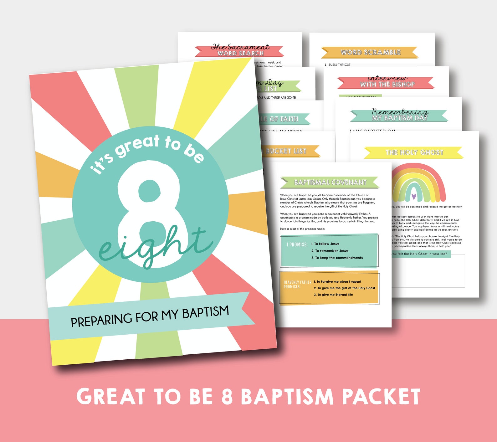 Baptism Packet , Great to Be 8 , Baptism Activity Workbook - Etsy
