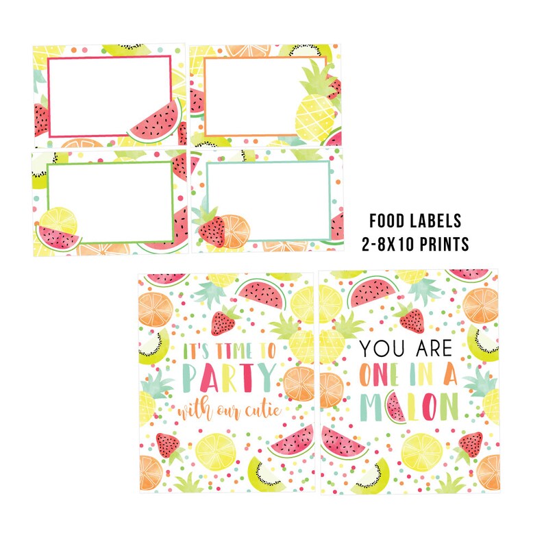 Two-tti Frutti Party Printables, Two-tti Frutti Food Labels, Party ...