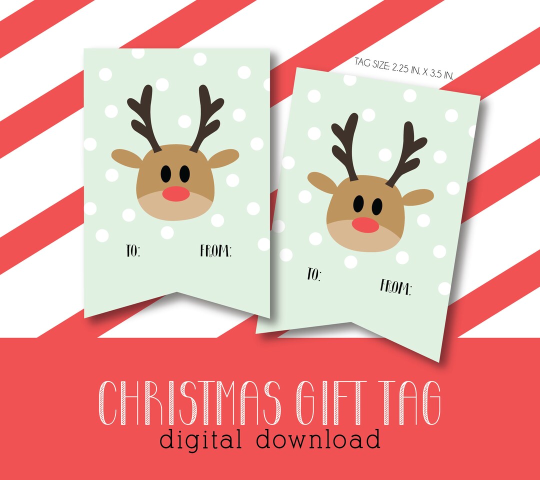 Reindeer Christmas Gift Tag, Christmas Gift Tag, Holiday Gift Tag ...
