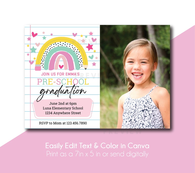 Pre-school Graduation Invitation, Pre-k Graduation Invitation, School ...