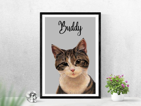 Personalized Pet Portrait From Photo Custom Pet Prints - Etsy