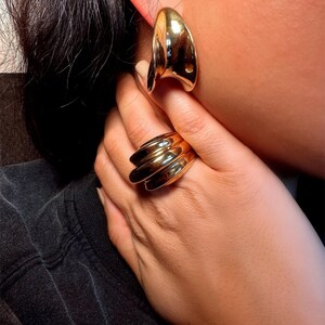 18K Gold Plated Chunky Statement Ring, Irregular Chunky Ring, Bold Ring ...