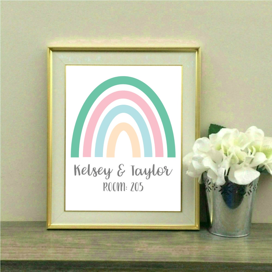 Dorm Room Sign With Names Instant Download Rainbow - Etsy