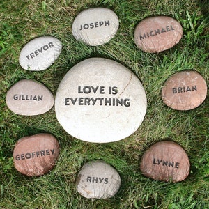 Family Tree Written in Stone- Custom Carved River Rock Garden ...