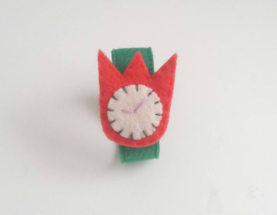 Red Tulip Felt Watch for Baby and Kids, Play Watch, Toy Watch - Etsy