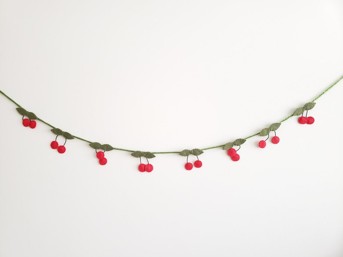 Red Cherry Felt Garland | Etsy
