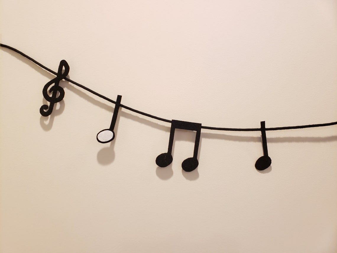 Music Note Felt Garland Piano Room Decor - Etsy