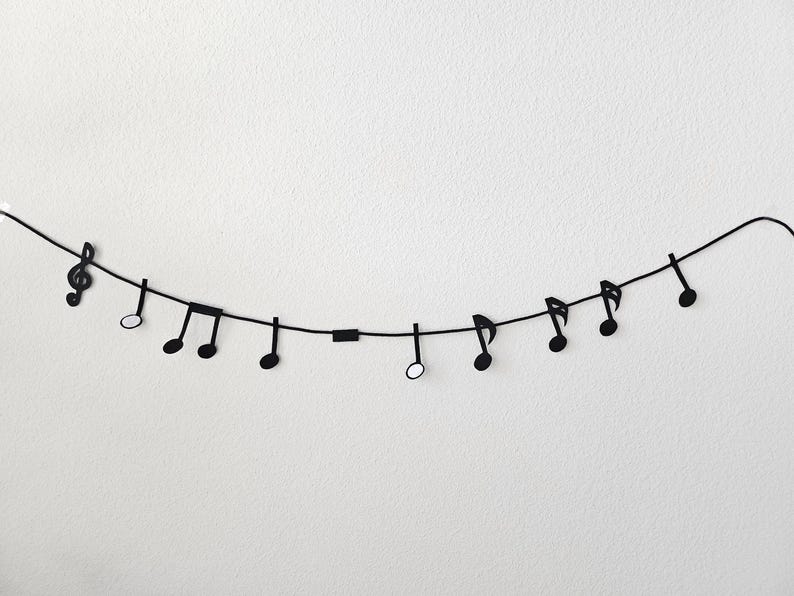 Music Note Felt Garland - Piano Room Decor - Etsy