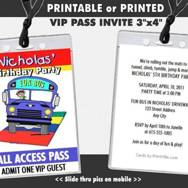 Party Bus Pass Invitations - Etsy