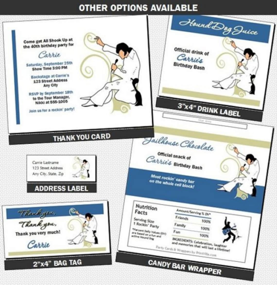 Elvis Inspired Party Invitation, Printable, Birthday Party, Music Theme ...