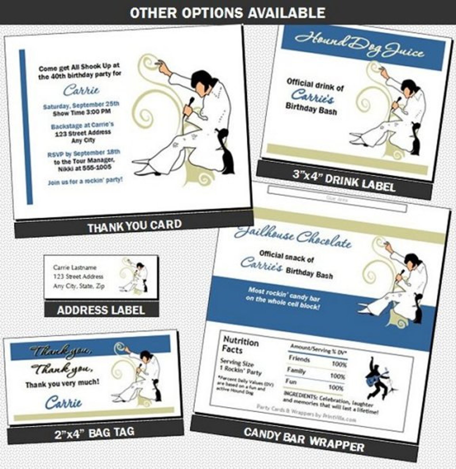 Elvis Inspired Party Invitation, Printable, Birthday Party, Music Theme ...