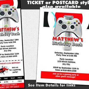 Xbox Video VIP Pass Birthday Party Invitation, Printable, Video Game ...