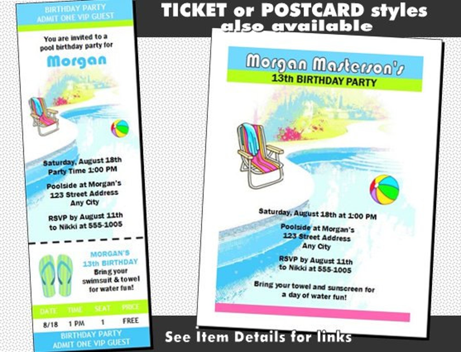 Pool Party VIP Pass Invitation Printable Summer Fun Swim | Etsy