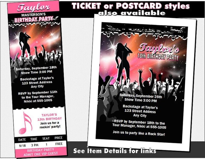 Concert Singer Female Backstage VIP Pass Invitation - Etsy