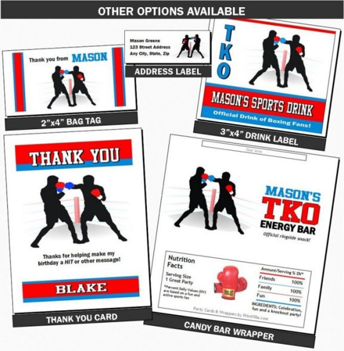 Boxing VIP Pass Birthday Party Invitations, Printable, Sports Theme ...