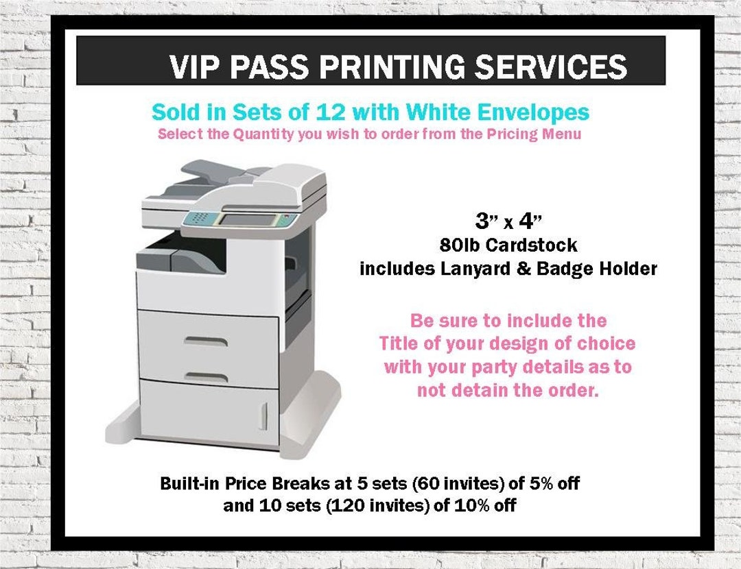 VIP Pass Printing Services, Printed VIP Pass Party Invitations With Any ...