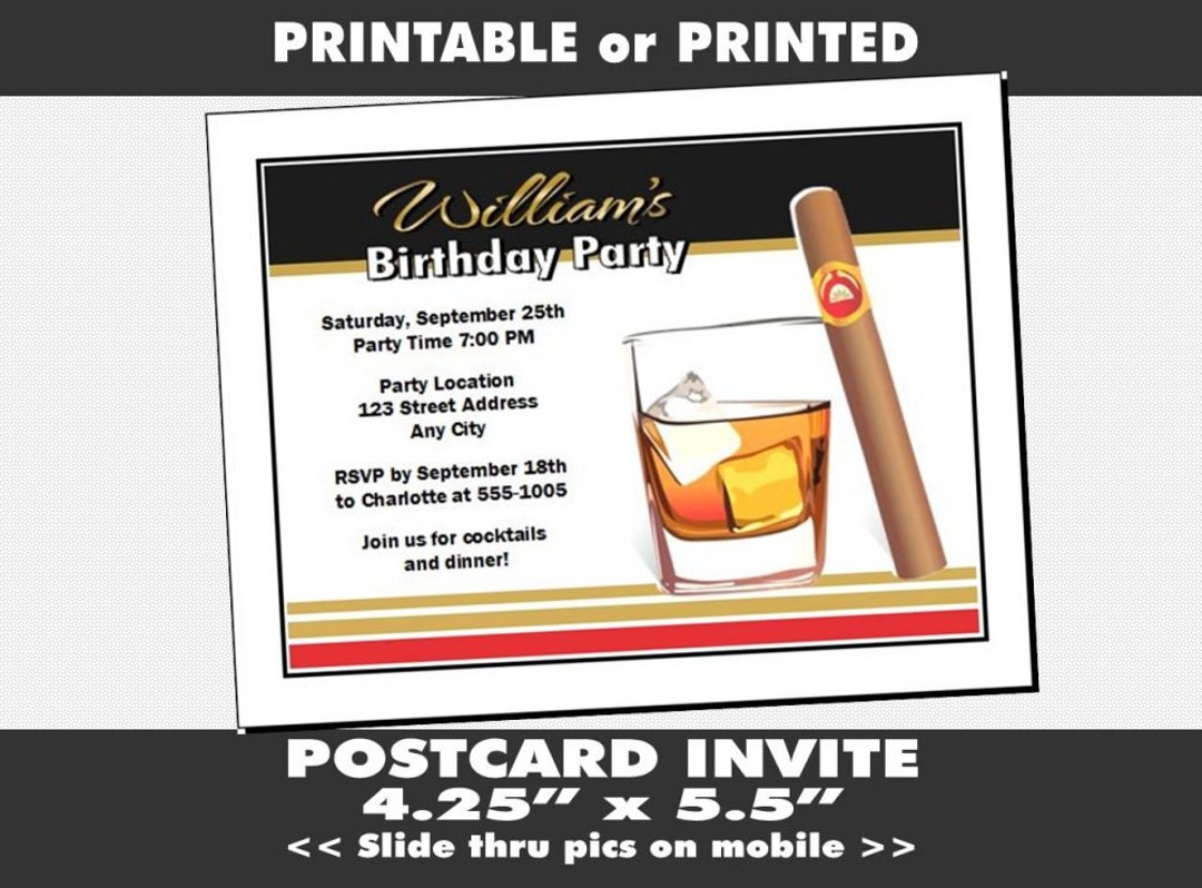 The Manhattan Party Invitation, Printable With Printed Option, Adult ...