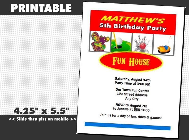 Fun Center Party Invitation Printable Birthday Party Fun - Etsy