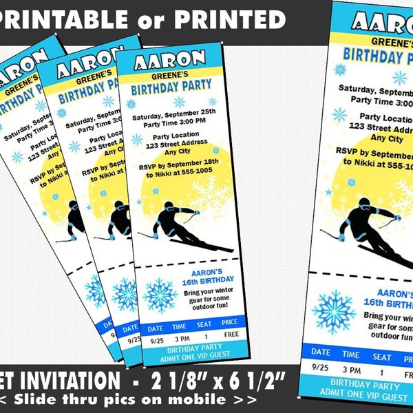 Ski Ticket Party Invitations - Etsy