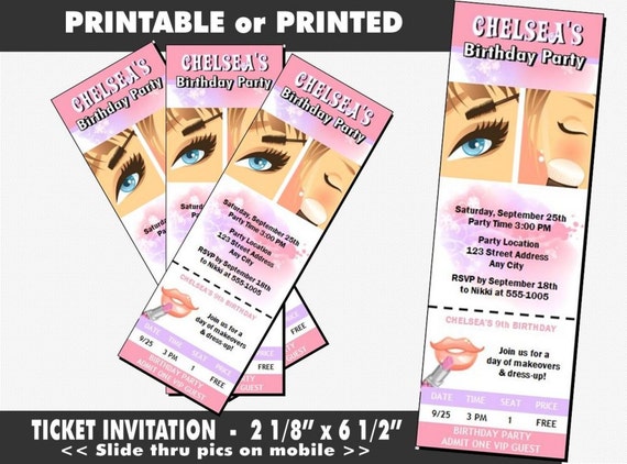 Beauty Queen Ticket Invitation Printable With Printed Option | Etsy