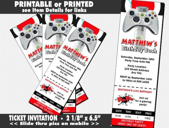 Xbox 360 Printable Invitations Game On Birthday Invitations Gamer
