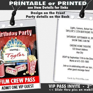 Movie Night VIP Pass Invitation, Printable, Girl or Boy Birthday Party ...