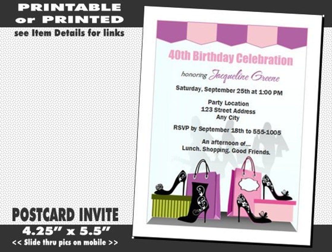 Shopper Party Invitation Printable With Printed Option - Etsy