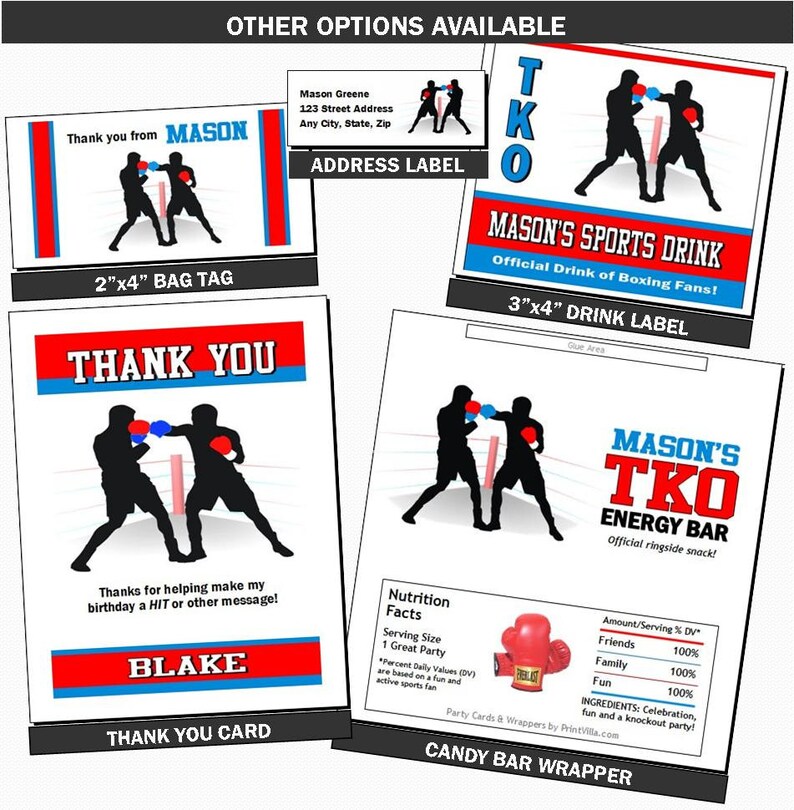Boxing Birthday Party Invitations, Printable With Printed Option ...